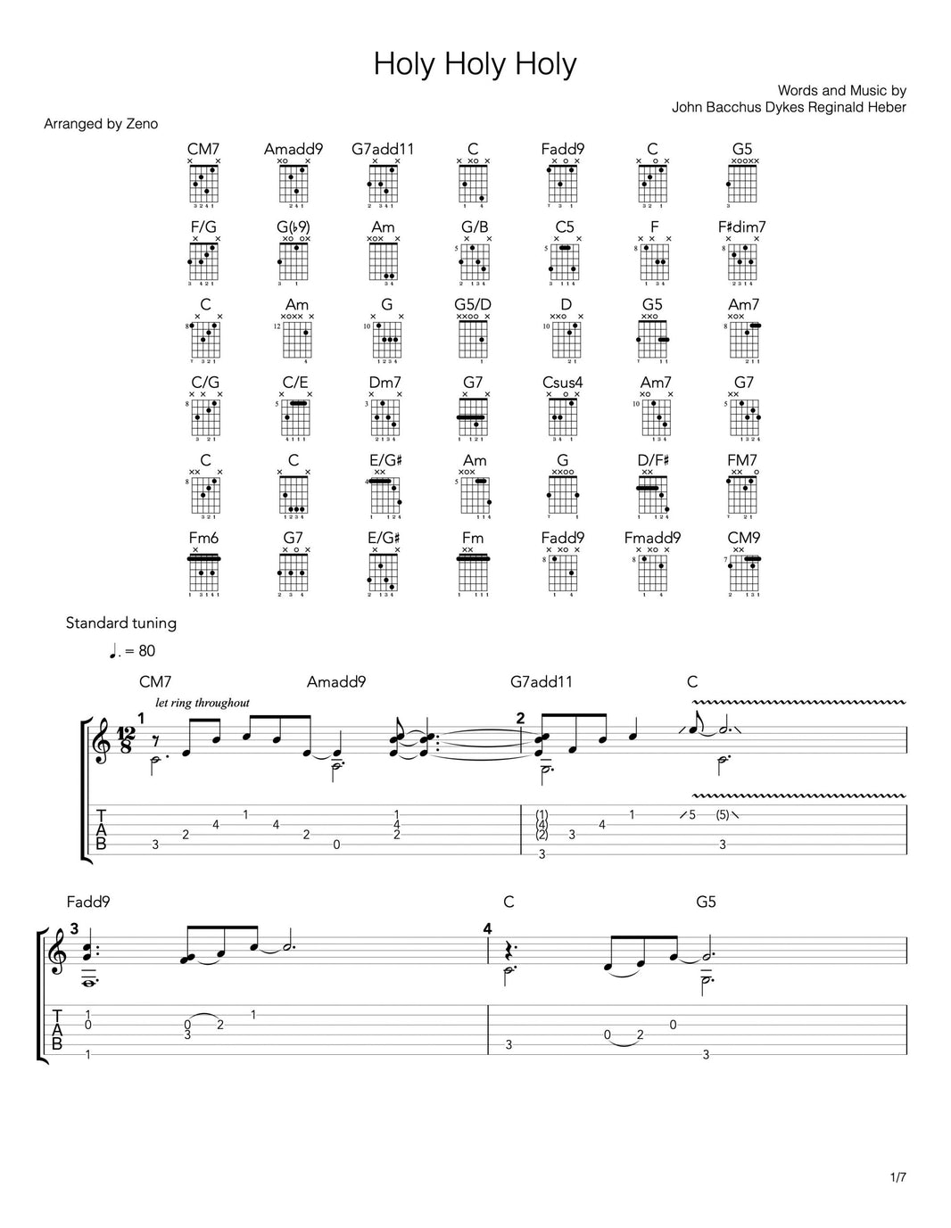 Christian hymns Guitar TABs and Sheet music – Zeno Guitar
