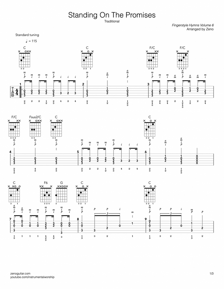 Guitar TABs and Sheet music of classic hymns in Simple Fingerstyle Hymn ...
